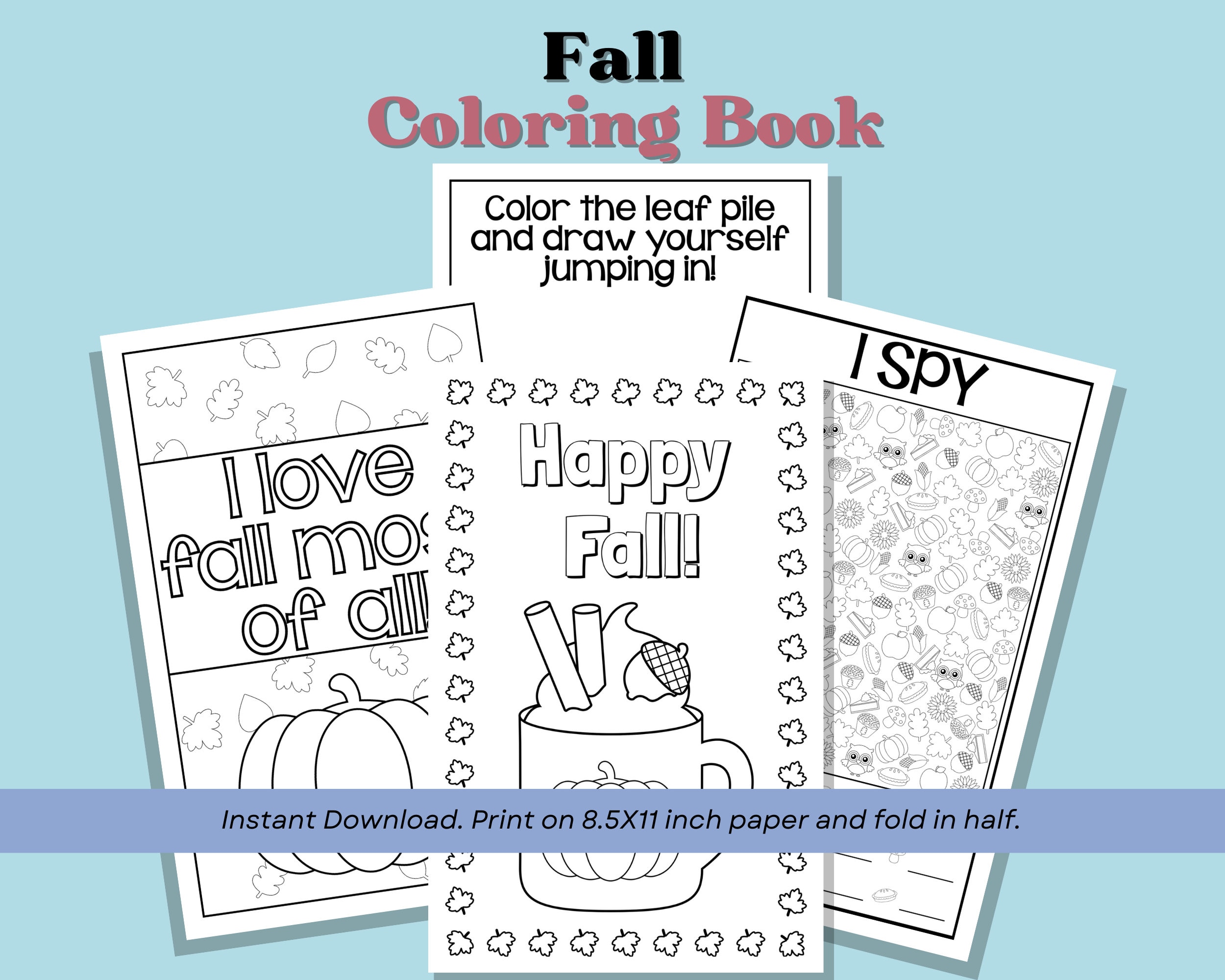 Fall Coloring Book for Kids, Instant Download - Etsy
