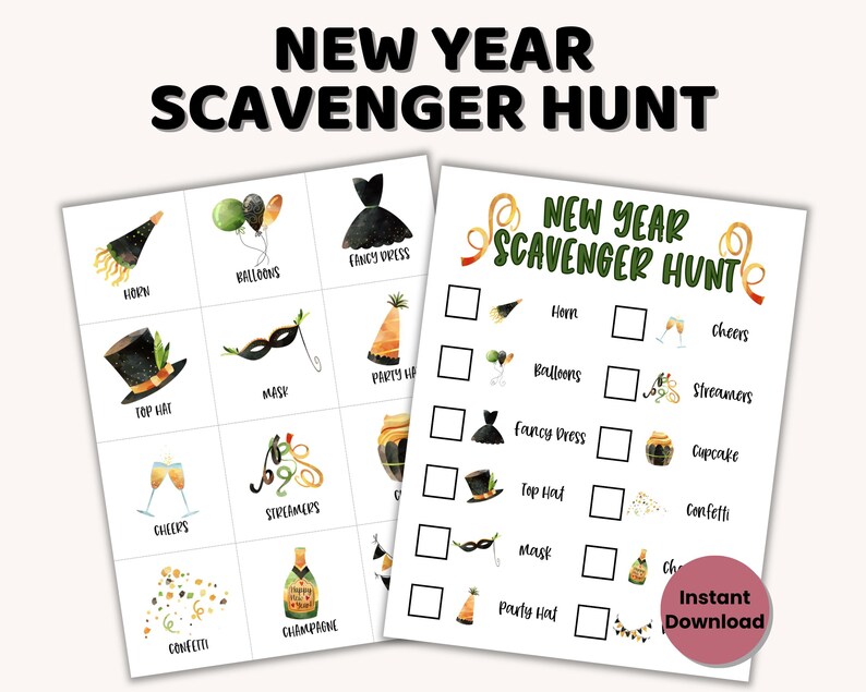 New Year Scavenger Hunt, Instant Download - Etsy
