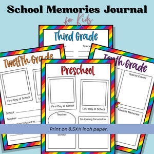 School Memories Journal, Rainbow Colors, Instant Download - Etsy