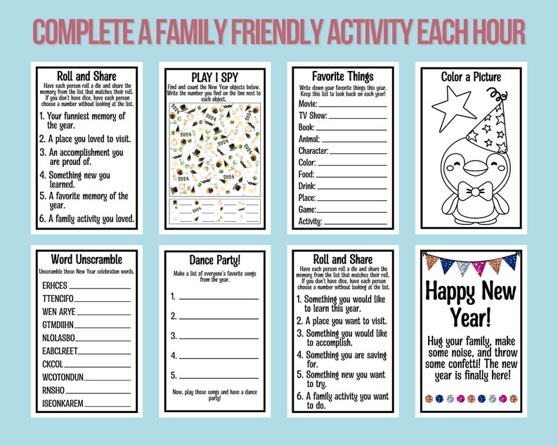 New Year's Eve Countdown Activity for Kids Digital Download - Etsy