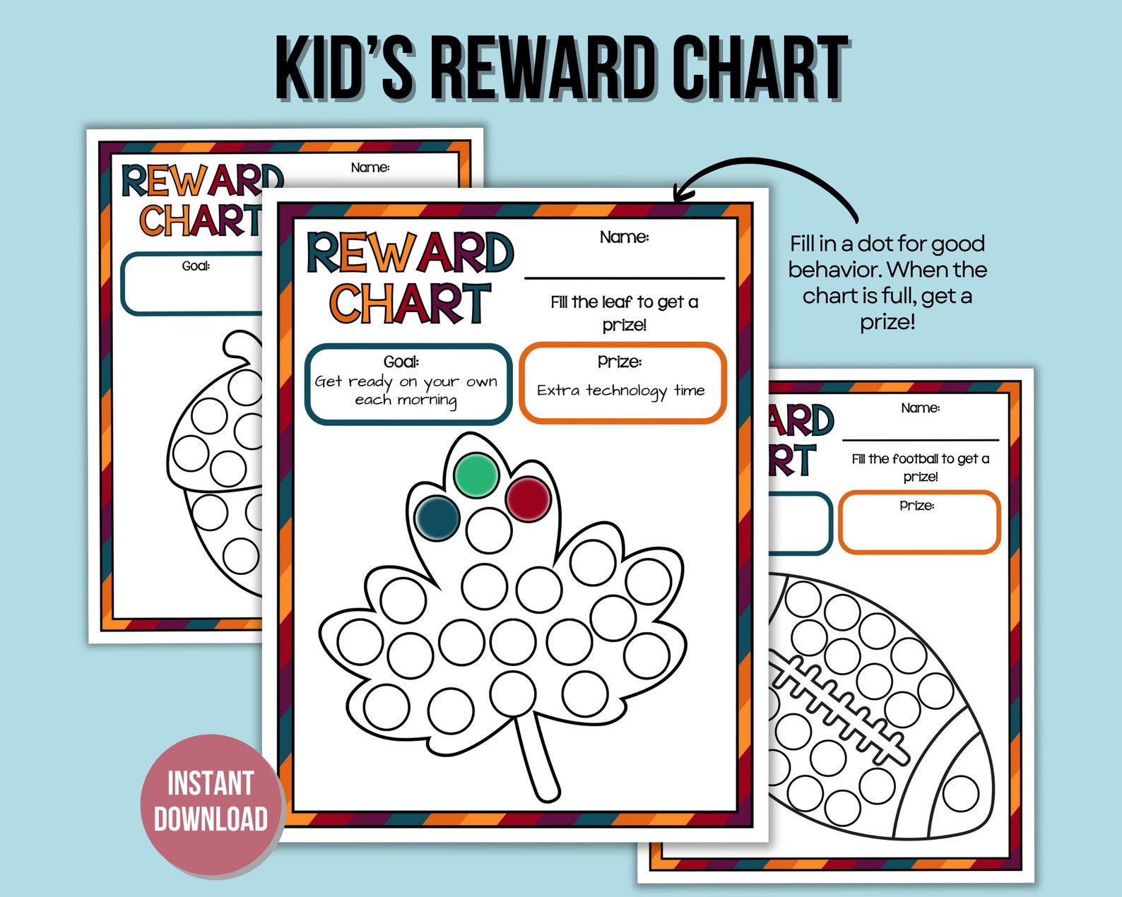 Reward Chart for Kids With Fall Theme, Instant Download - Etsy