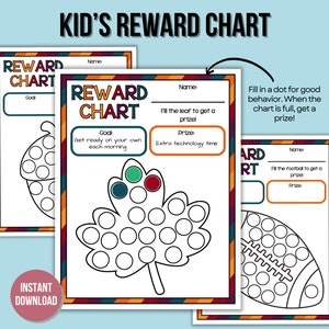 Reward Chart for Kids With Fall Theme, Instant Download - Etsy