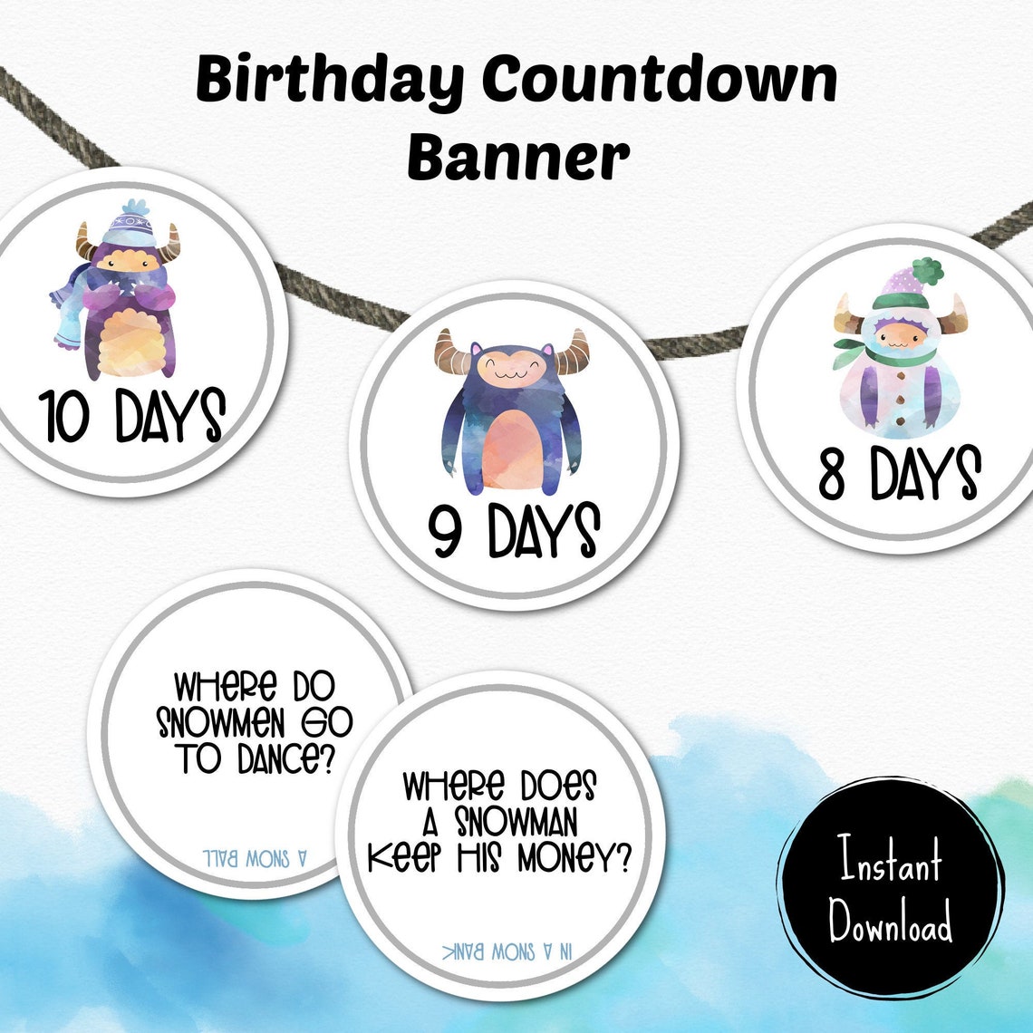 Birthday Countdown Banner for Kids Kid's Jokes Instant - Etsy
