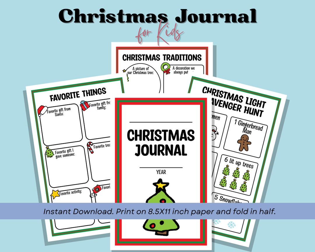 Kid's Christmas Journal, Instant Download - Etsy