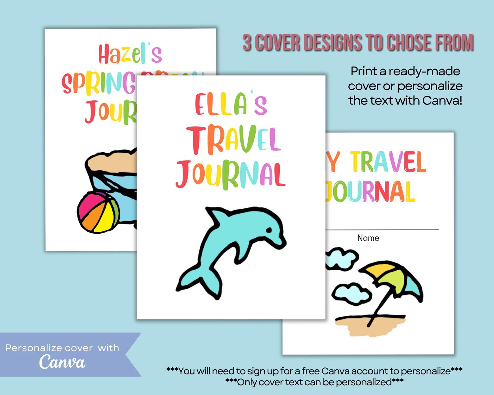 Kid's Travel Journal With Tropical Theme, Spring Break Journal, Instant ...