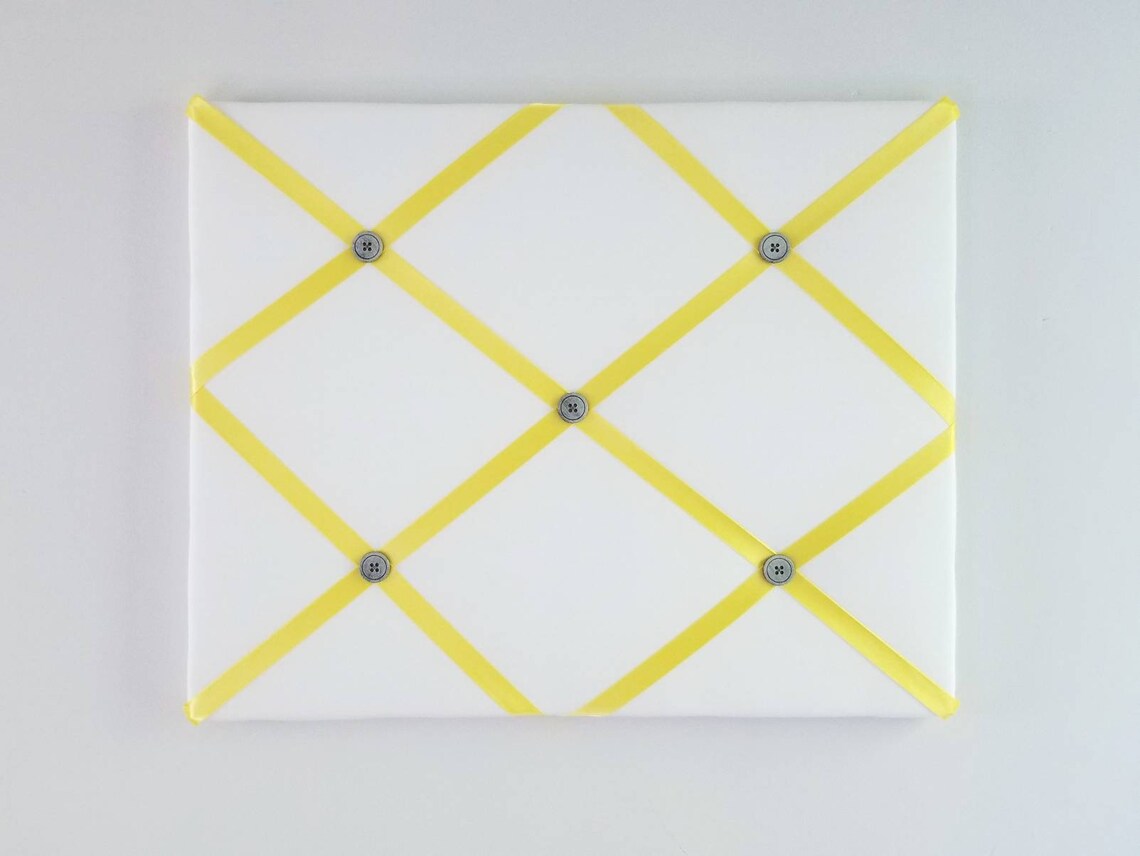 White Vision Board Yellow Fabric Ribbon Board Gray French - Etsy