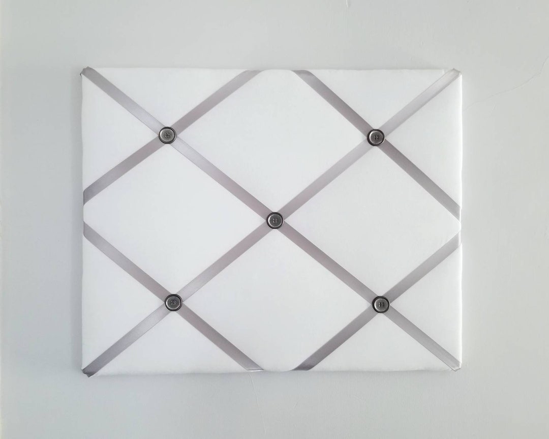 White Vision Board - White Fabric Ribbon Board - White French Memo ...