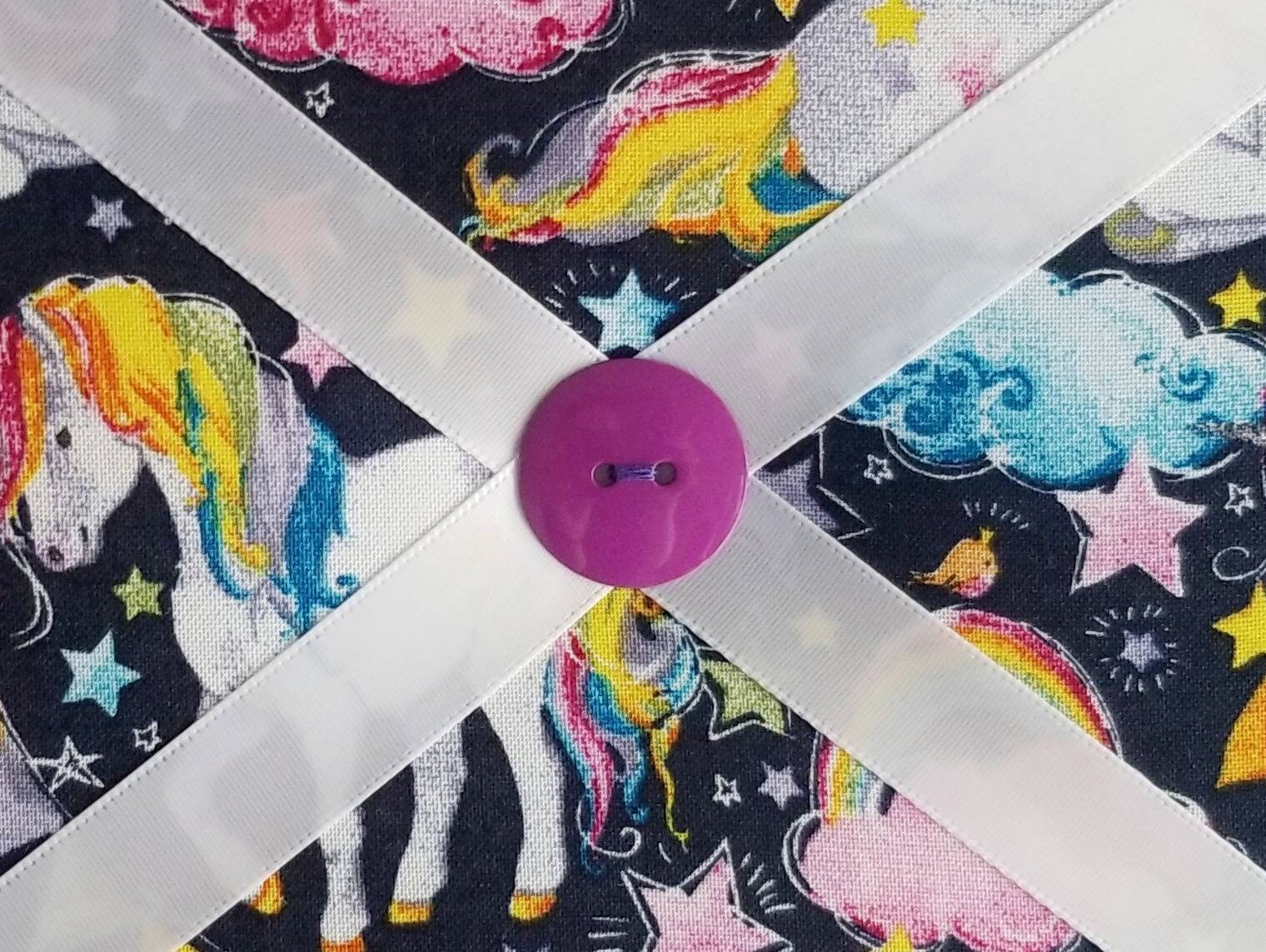 Rainbow Vision Board - Unicorn Fabric Ribbon Board - Navy French Memo ...