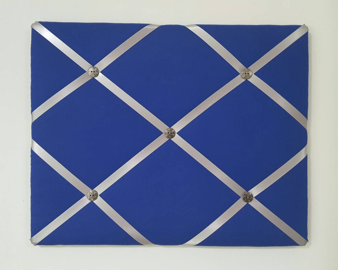 Royal Blue French Memo Board - Blue Fabric Ribbon Message Board - Blue ...