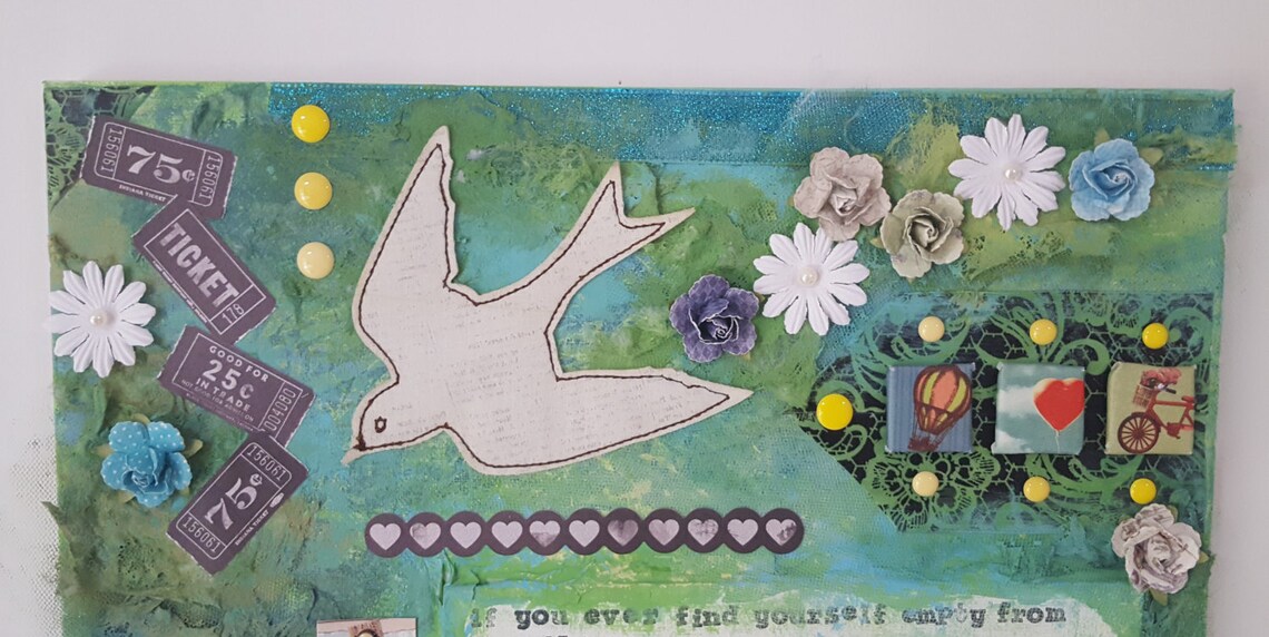 How to Breathe Collage - Mixed Media Art - Altered Art Collage - Green ...