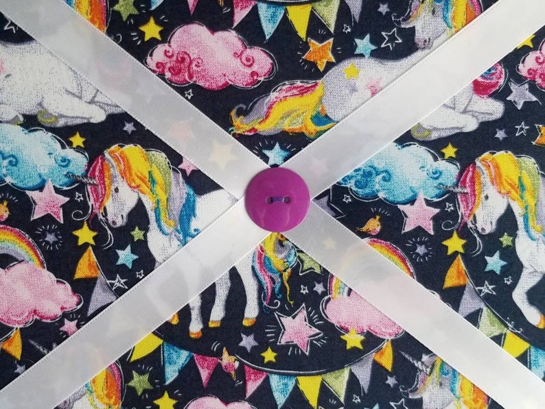 Rainbow Vision Board - Unicorn Fabric Ribbon Board - Navy French Memo ...