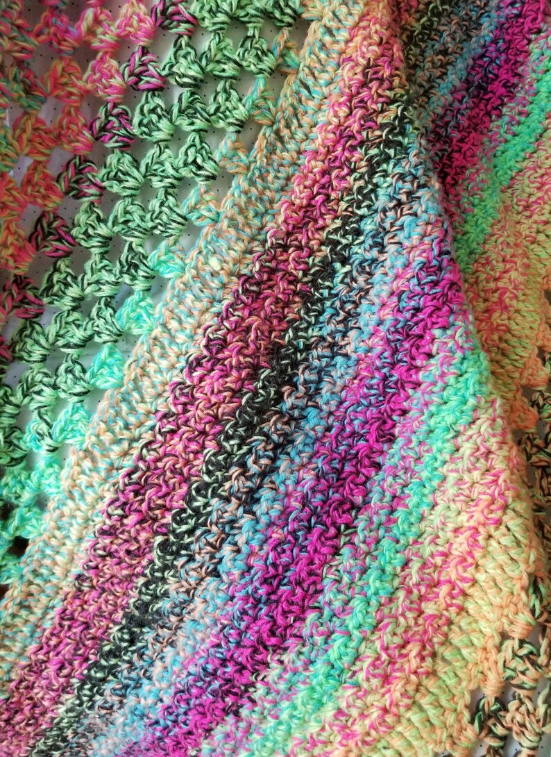 Neon Tweed Crochet Throw - Bright Colors Baby Blanket - Black Afghan - Etsy