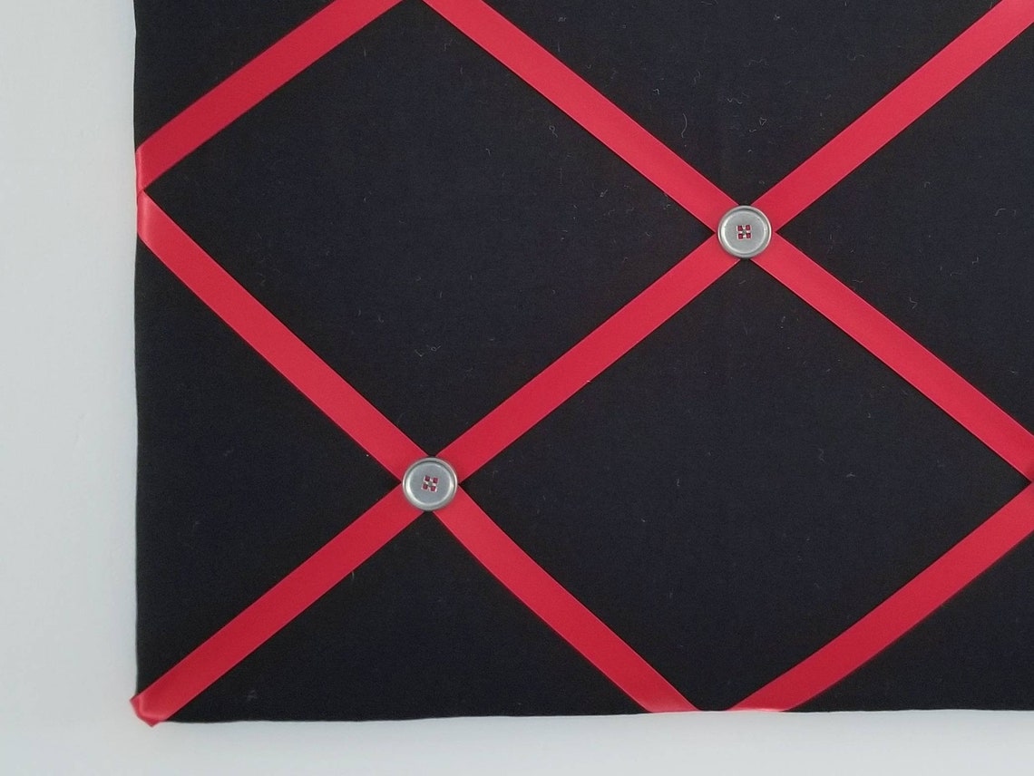Black French Memo Board Red Fabric Ribbon Board Vision | Etsy