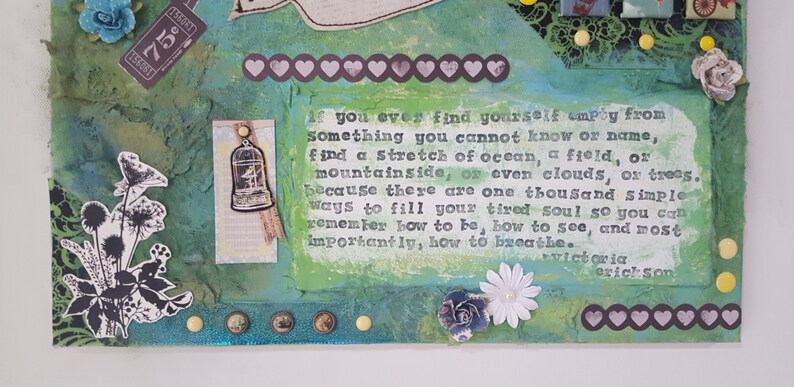 How to Breathe Collage - Mixed Media Art - Altered Art Collage - Green ...
