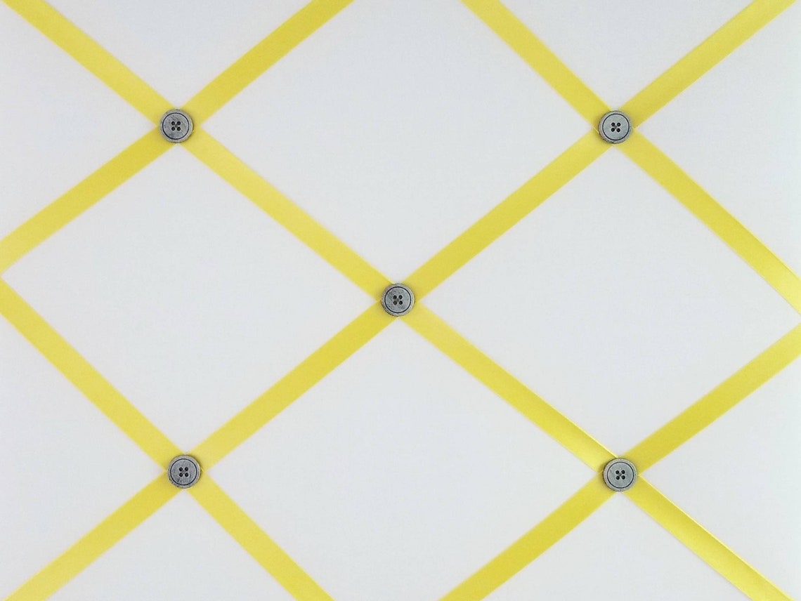 White Vision Board Yellow Fabric Ribbon Board Gray French - Etsy