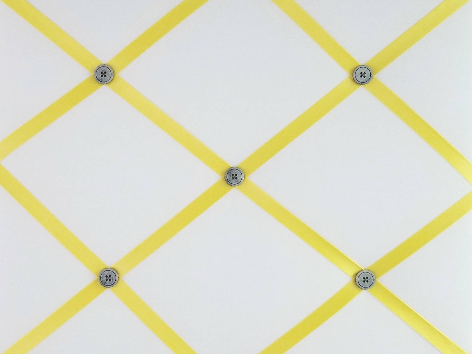 White Vision Board - Yellow Fabric Ribbon Board - Gray French Memo ...