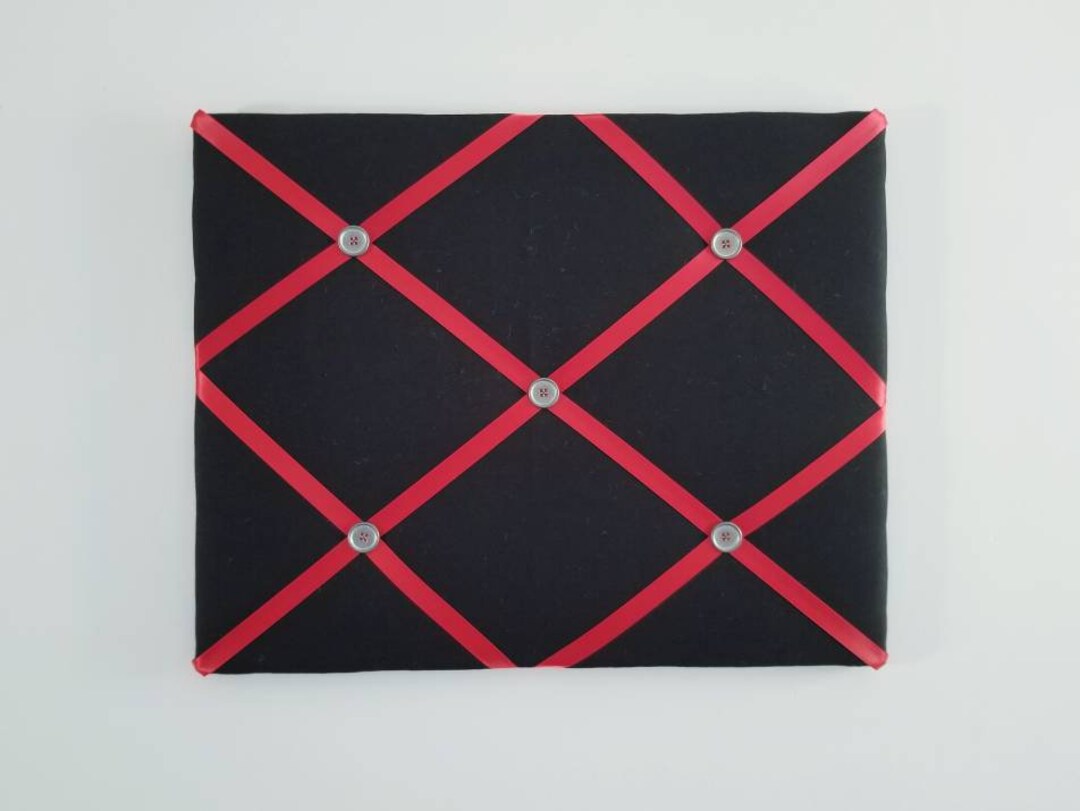 Black French Memo Board - Red Fabric Ribbon Board - Vision Board ...