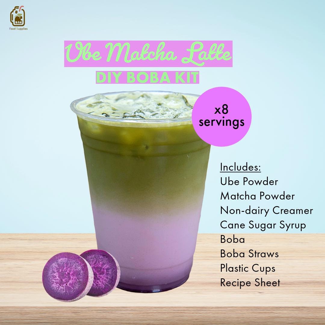 Ube Matcha Latte W/boba | 8 Servings | Specialty Drink | DIY Bubble Tea ...