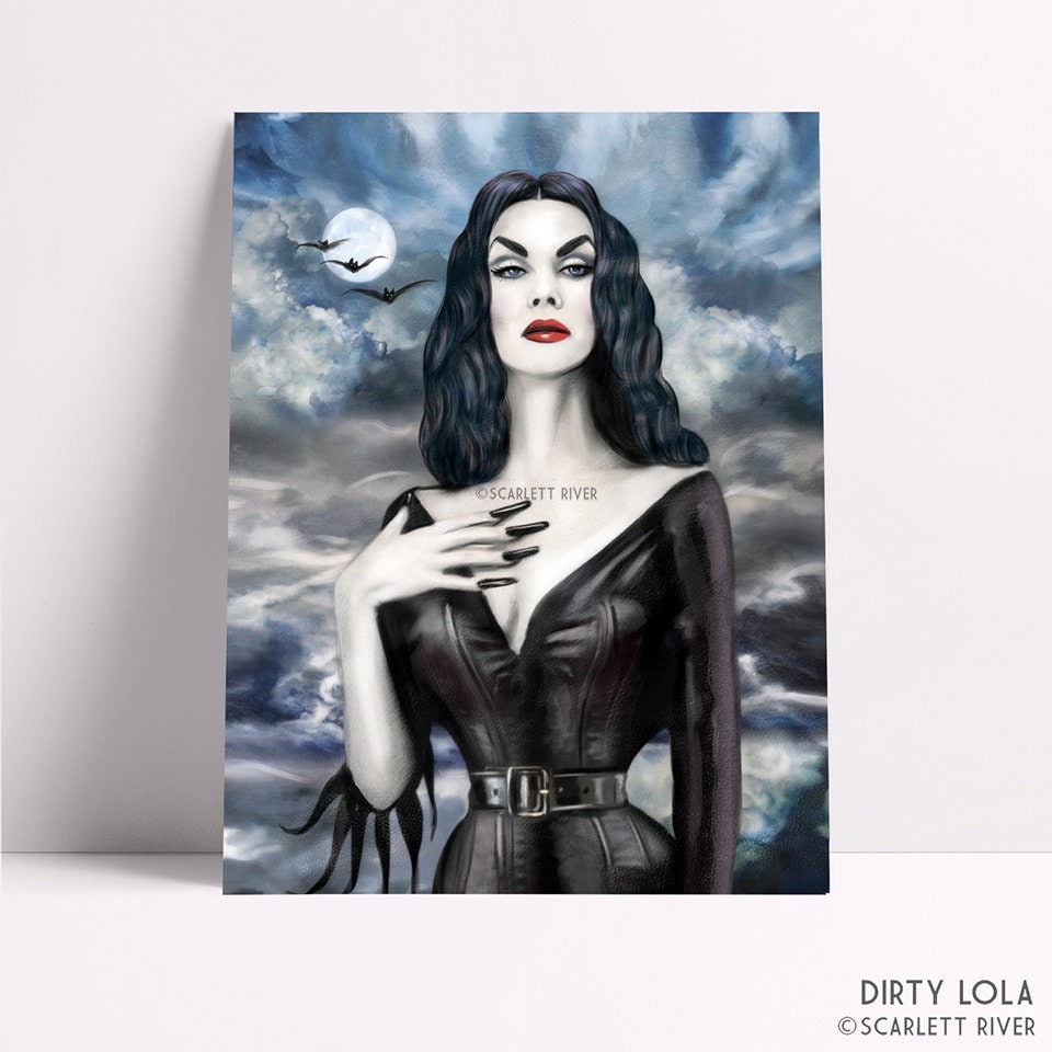 Vampira Gothic Illustration Art Print Fan Art Spooky - Etsy