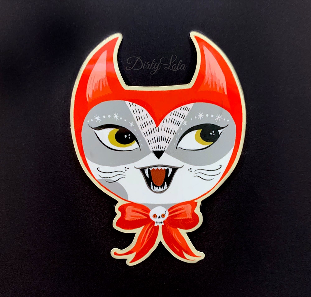 Devil Cat Sticker Halloween Cat Spooky Cat Artist Sticker - Etsy