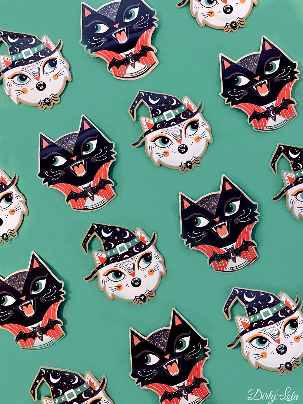 Witch Sticker- Halloween Cat- Spooky Cat - Artist Sticker - Dirty Lola ...