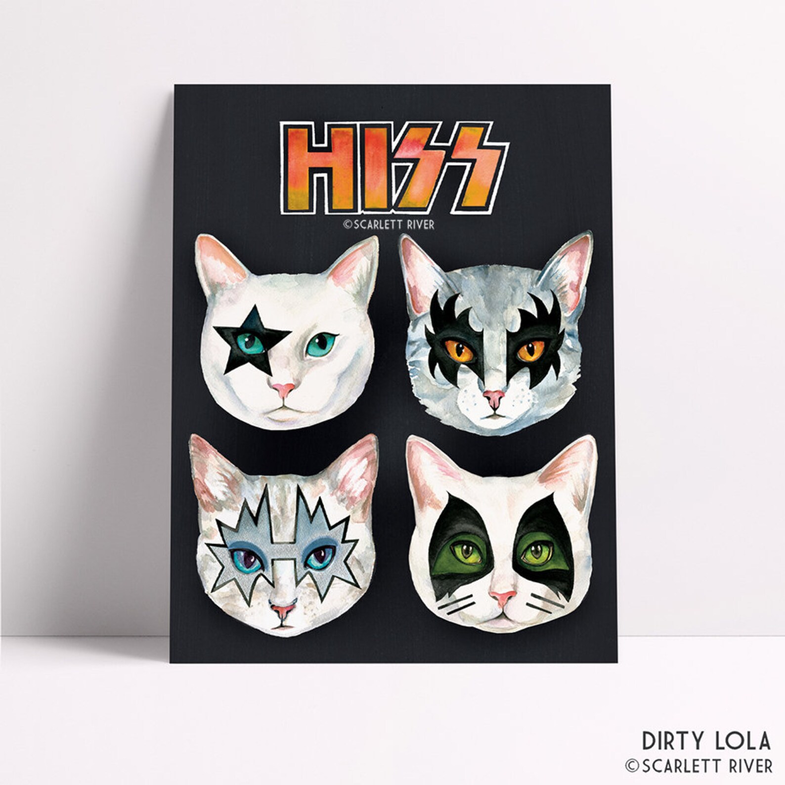 Hiss Cats - Cat Portrait - Illustration - Art Print - Cat Art - Rock ...