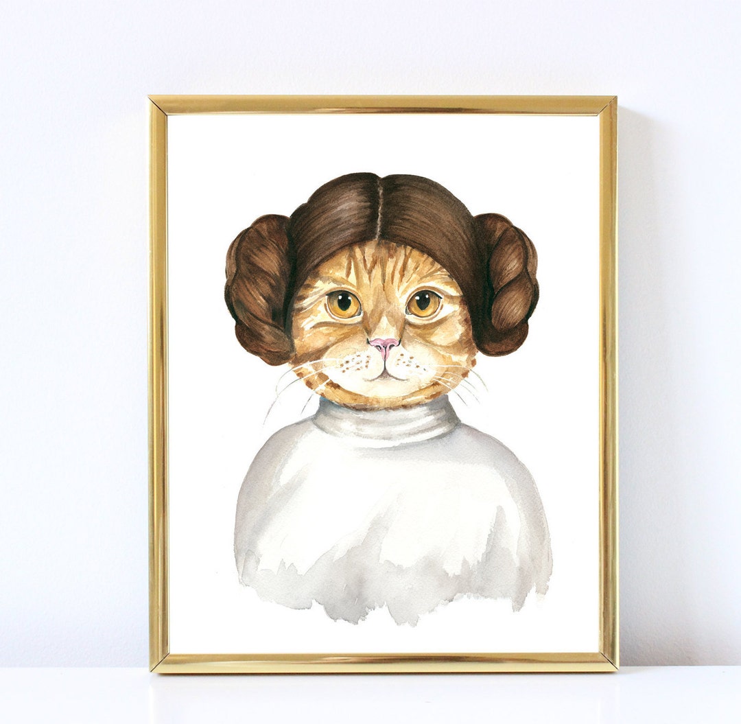 Princess Cat - Cat Portrait - Illustration - Art Print - Cat Art - Leia ...
