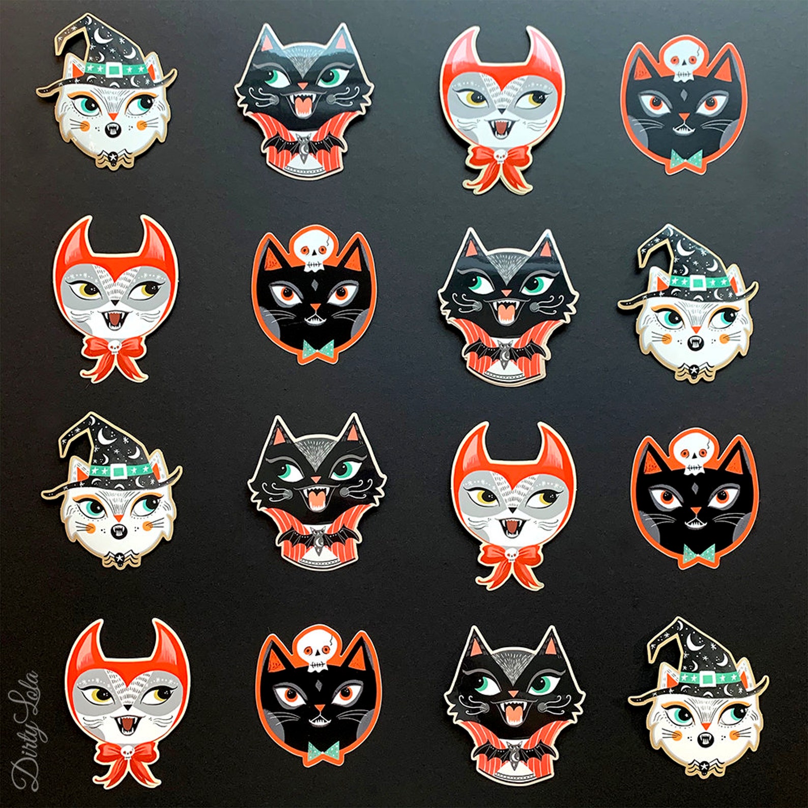 Witch Sticker Halloween Cat Spooky Cat Artist Sticker | Etsy