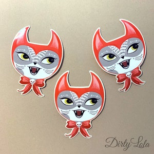 Devil Cat Sticker- Halloween Cat- Spooky Cat - Artist Sticker - Dirty ...
