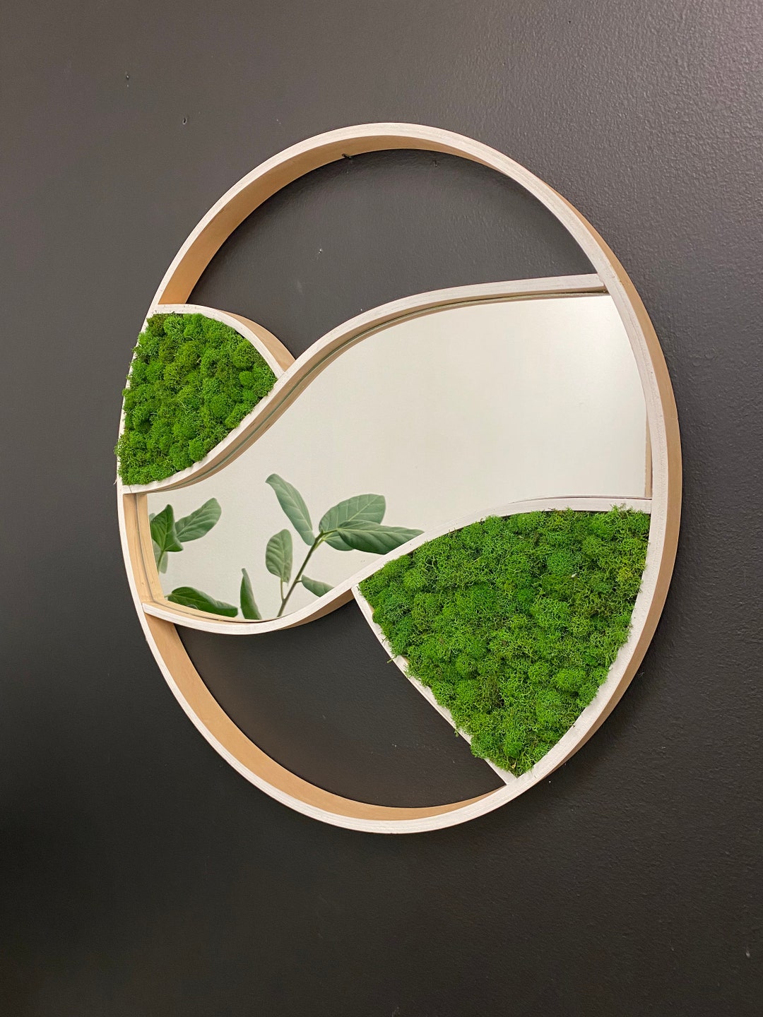 Unique Designer Round Mirror With Moss Maple Custom Mirror Feng Shui ...