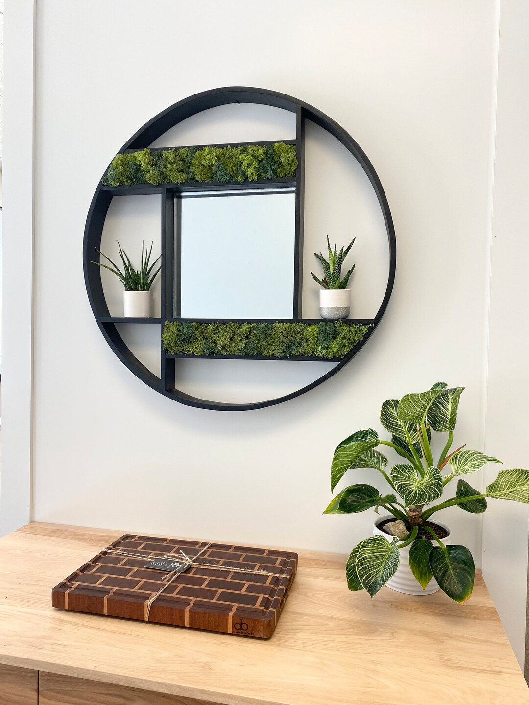 Large Round Moss Mirror: Modern Rainforest Wall Decor - Etsy