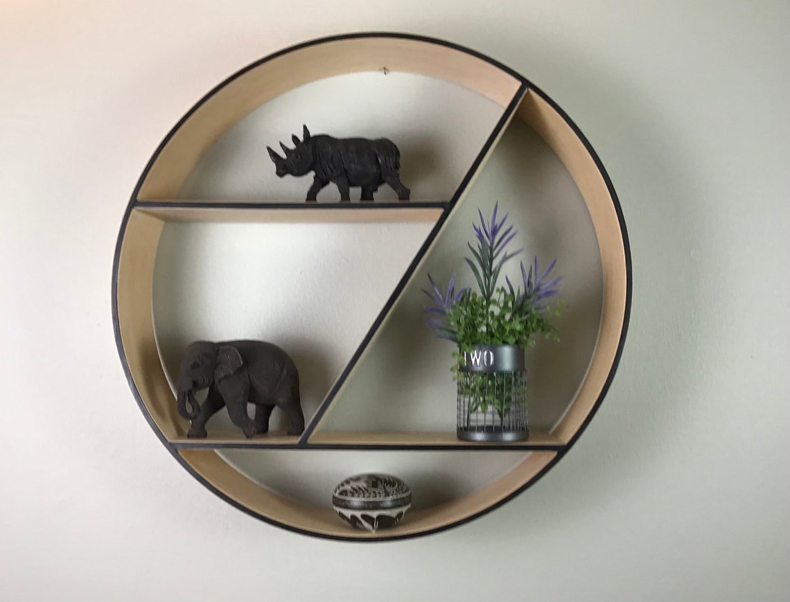 Maple Round Unique Wall Shelf Designer Floating Circular | Etsy