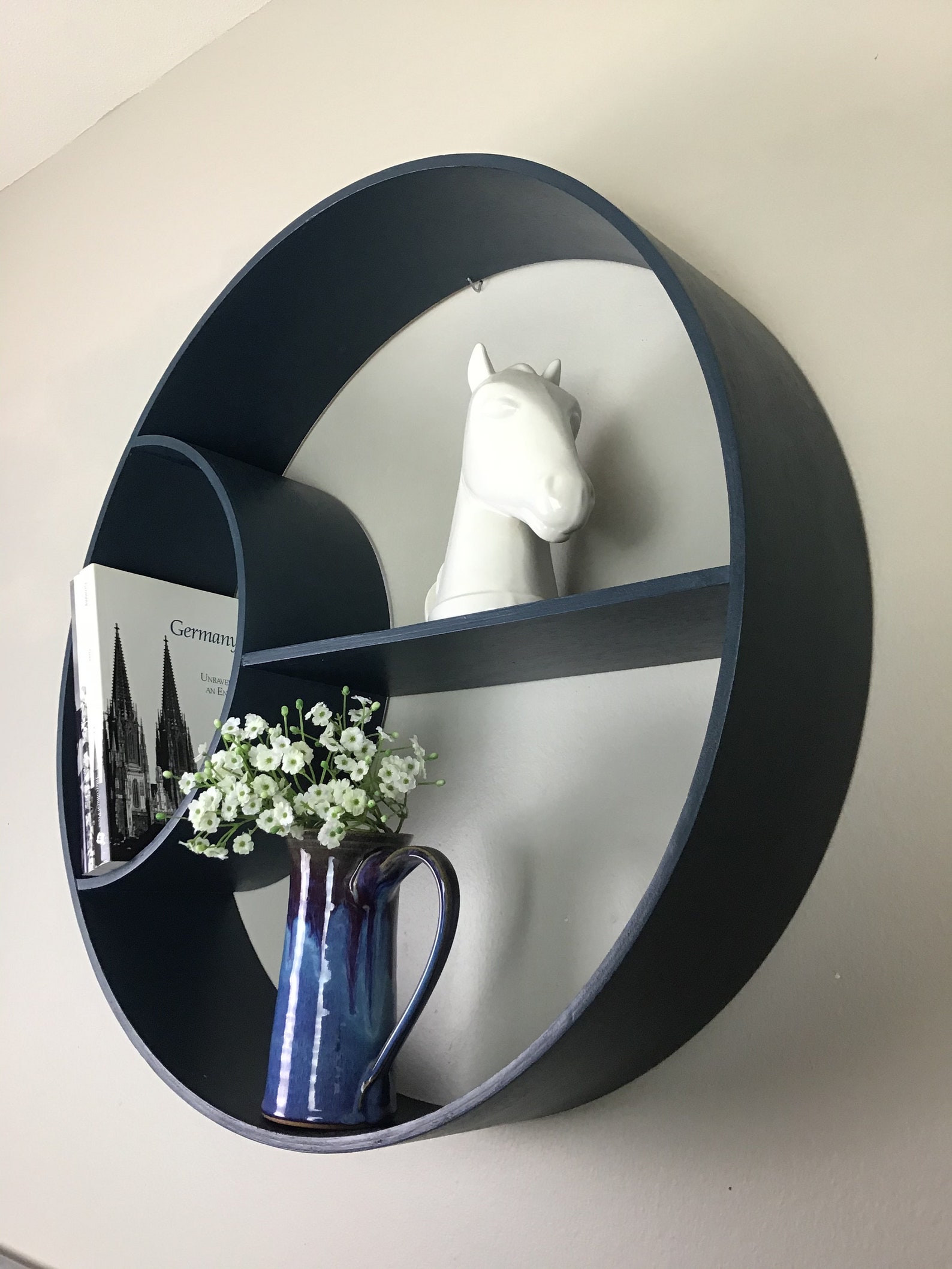 Modern Shelf Decor Wall Shelving Floating Round Shelf HALF | Etsy