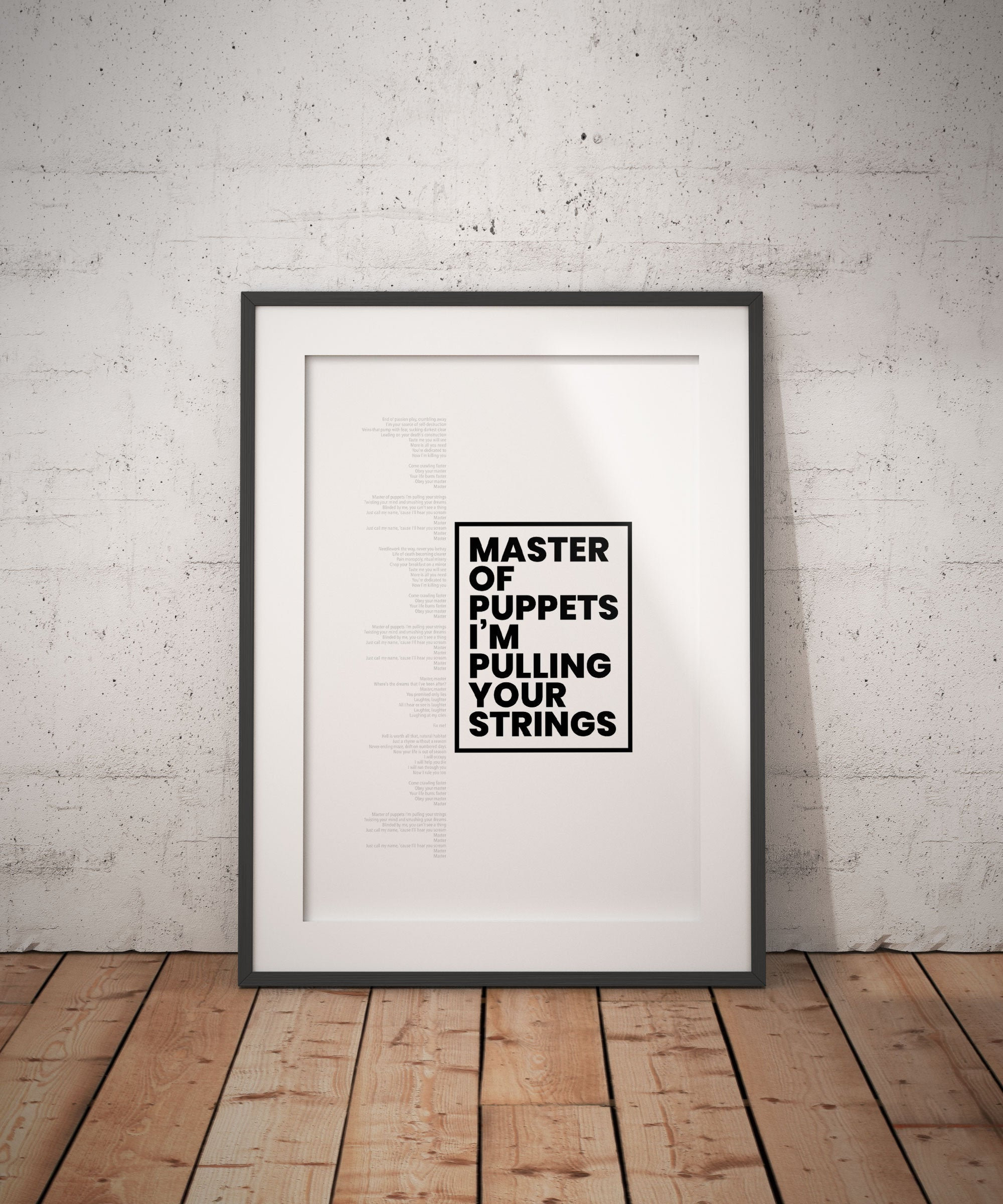 Metallica Master of Puppets Lyrics Metallica Music Wall Print Home ...
