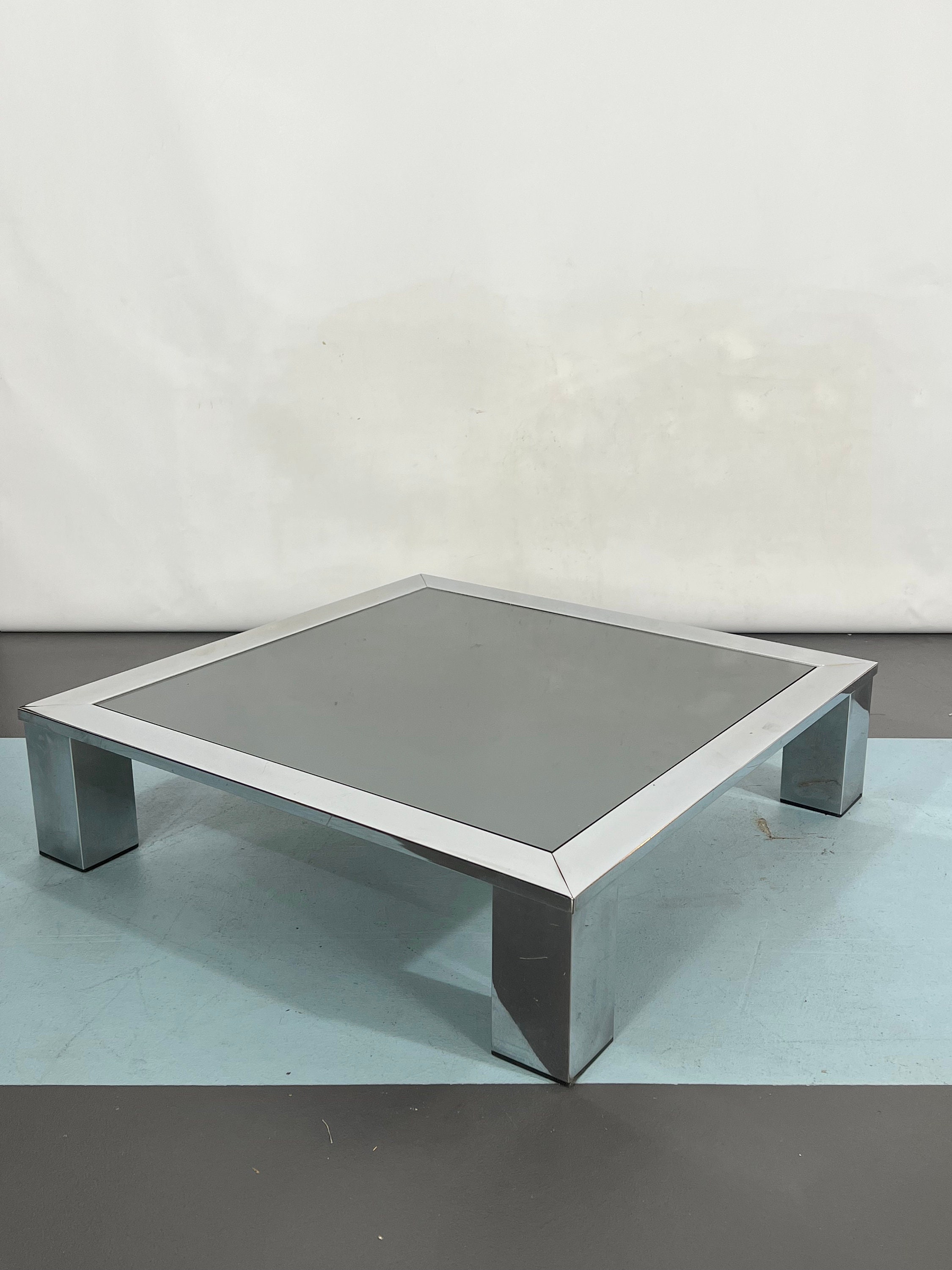 Mid-century Chrome and Dark Mirror Glass Side Table Attributed - Etsy