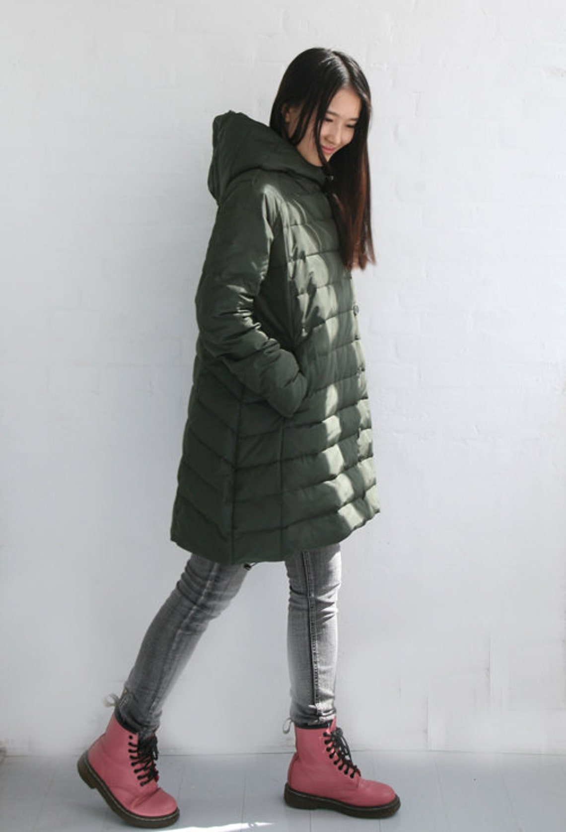 A-line Winter Puffer Coat Down Jacket Thick Women Hooded Down | Etsy UK