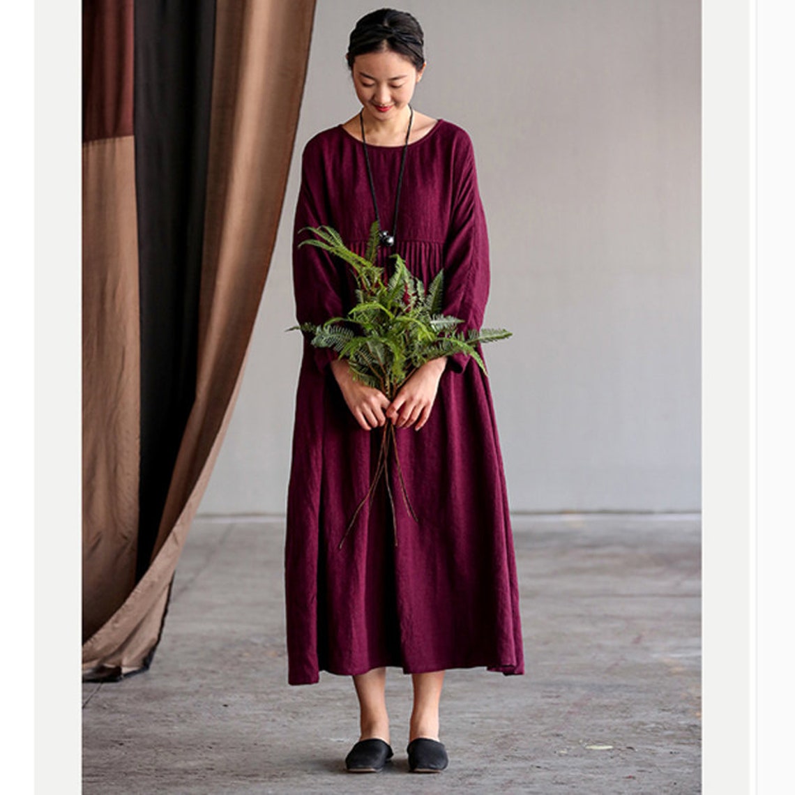 100% Linen Women Dresses Women Dresses Washed Linen Dress V - Etsy