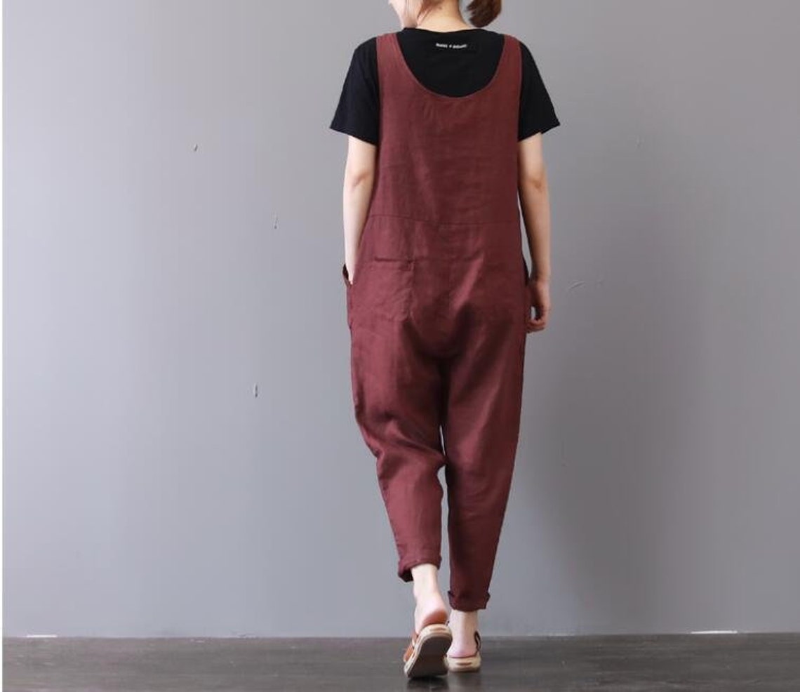 Washed Soft Linen Women Overall Linen Jumpsuits Rompers - Etsy