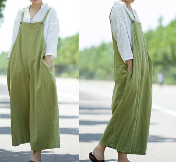 Green Linen Soft Washed Women Overall Pants Linen Jumpsuits - Etsy