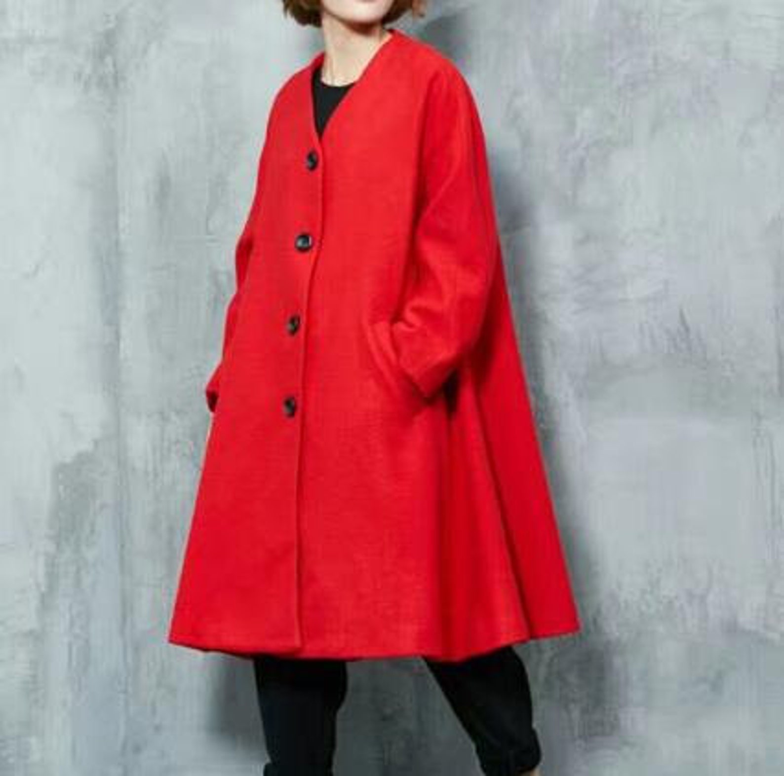 Red Women Wool Coat Winter Wool Cape Wooljackets Women Wool - Etsy