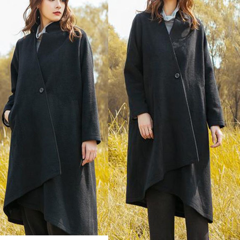 One Button Women Wool Coat Fall Wool Jacket Wool Jackets - Etsy