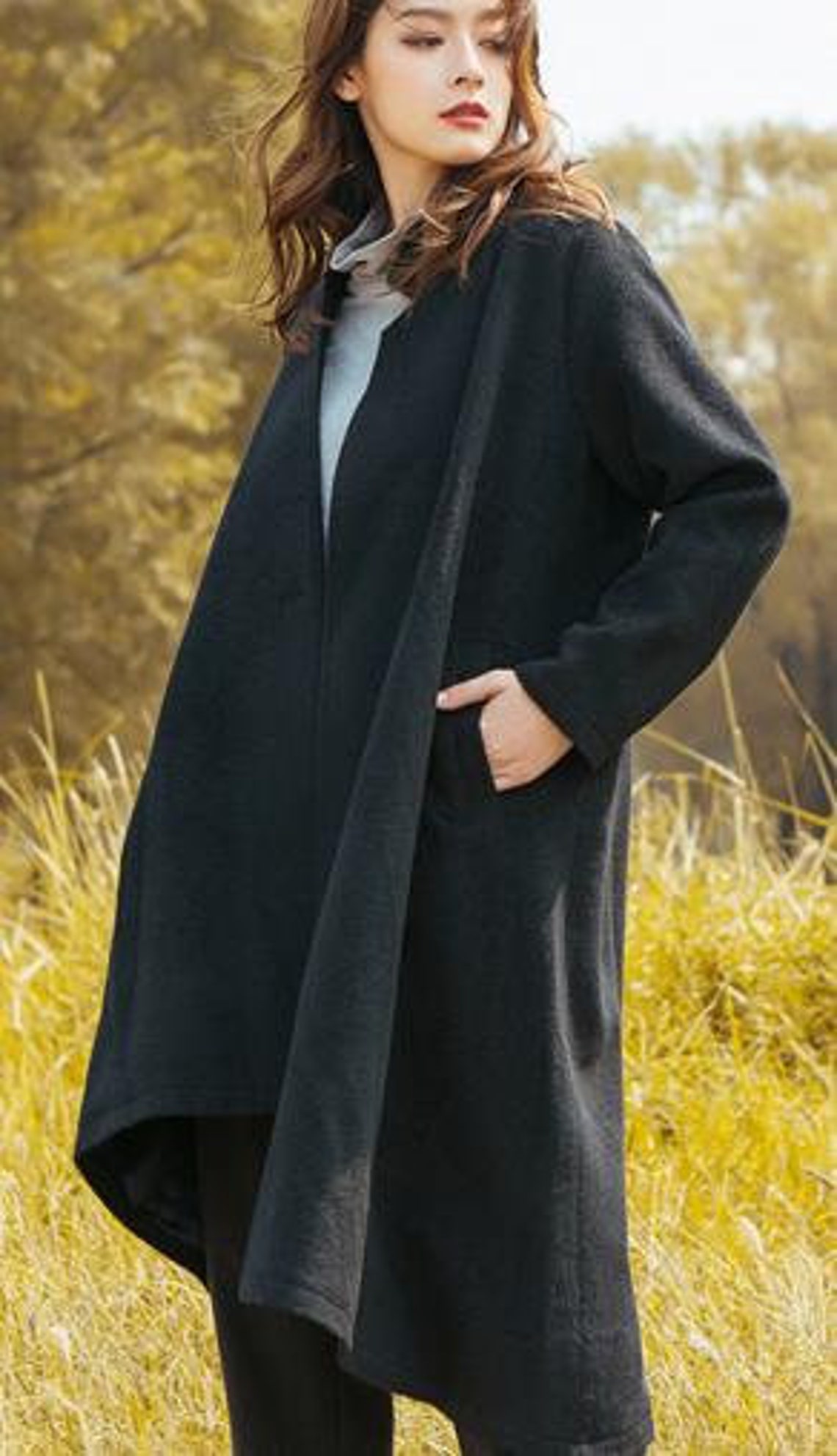 One Button Women Wool Coat Fall Wool Jacket Wool Jackets - Etsy