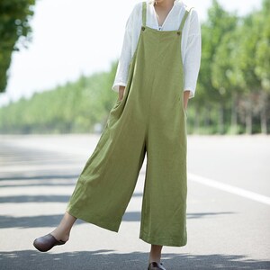Green Linen Soft Washed Women Overall Pants Linen Jumpsuits 0101 - Etsy