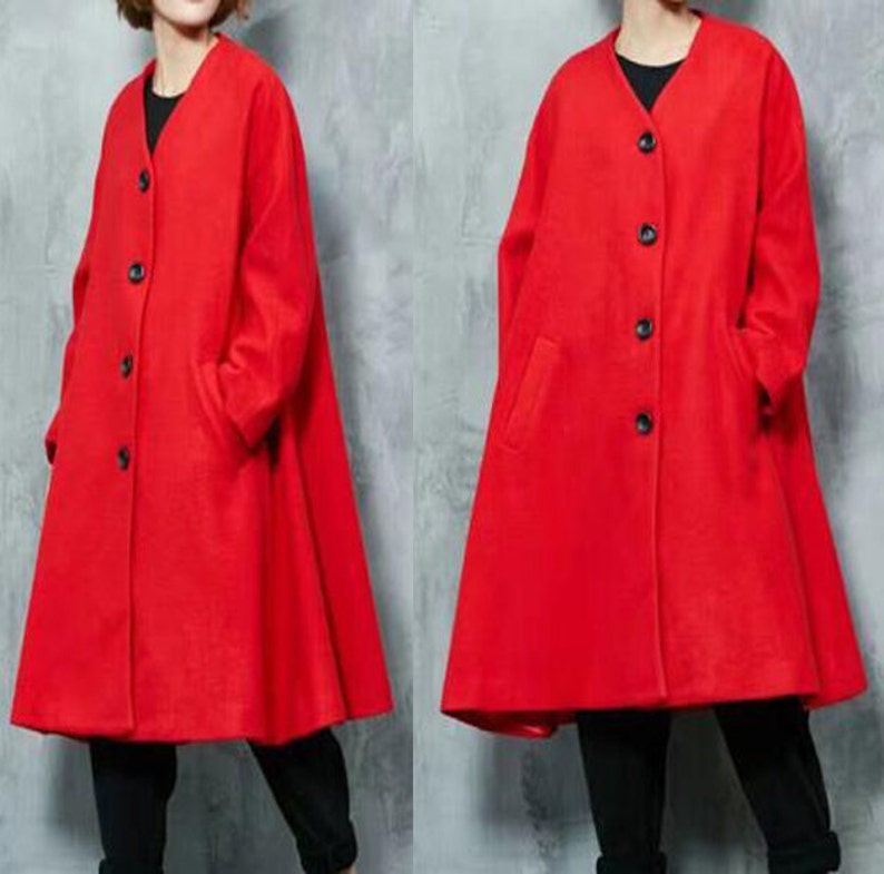 Red Women Wool Coat Winter Wool Cape Wooljackets Women Wool - Etsy