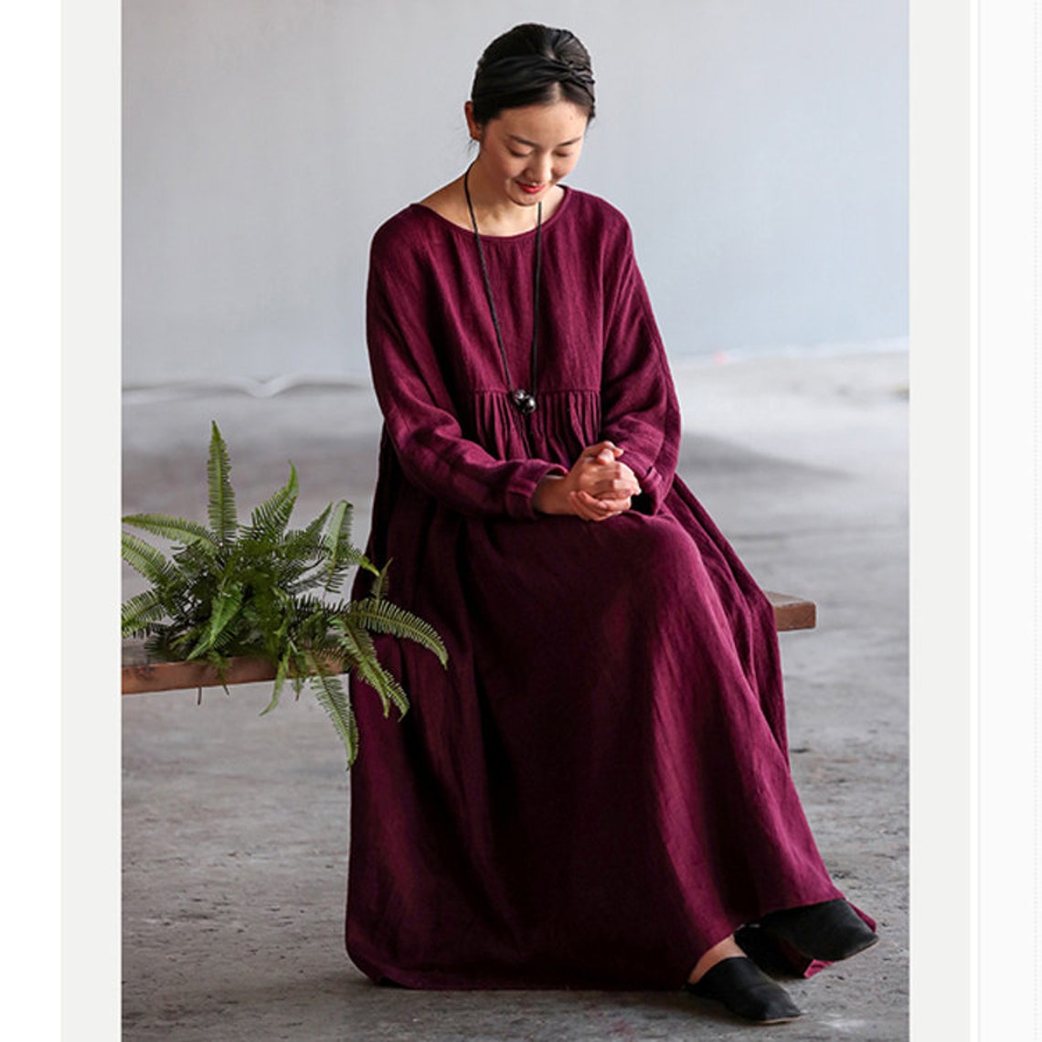 100% Linen Women Dresses Women Dresses Washed Linen Dress V - Etsy