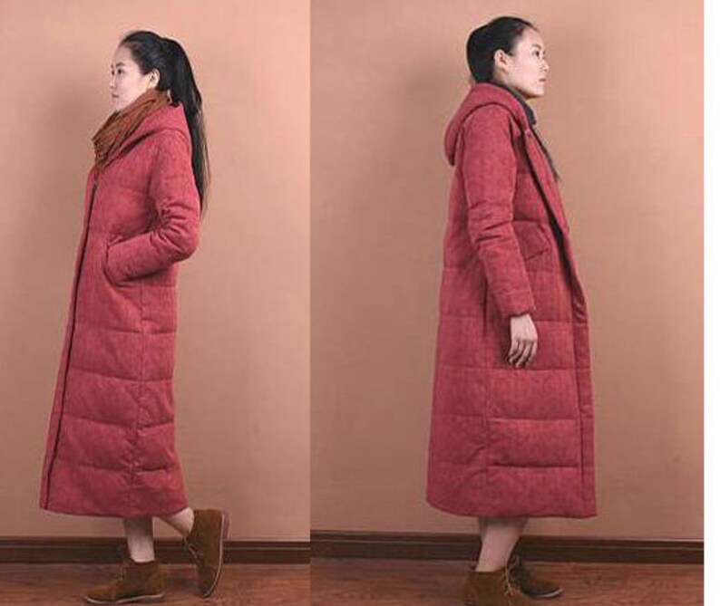 Size S-10XL Linen Long Down Jacket Women Winter Duck Down Coat - Etsy