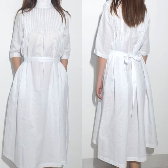 White Soft Washed Linen Women Dresses Summer Women Dresses Any - Etsy
