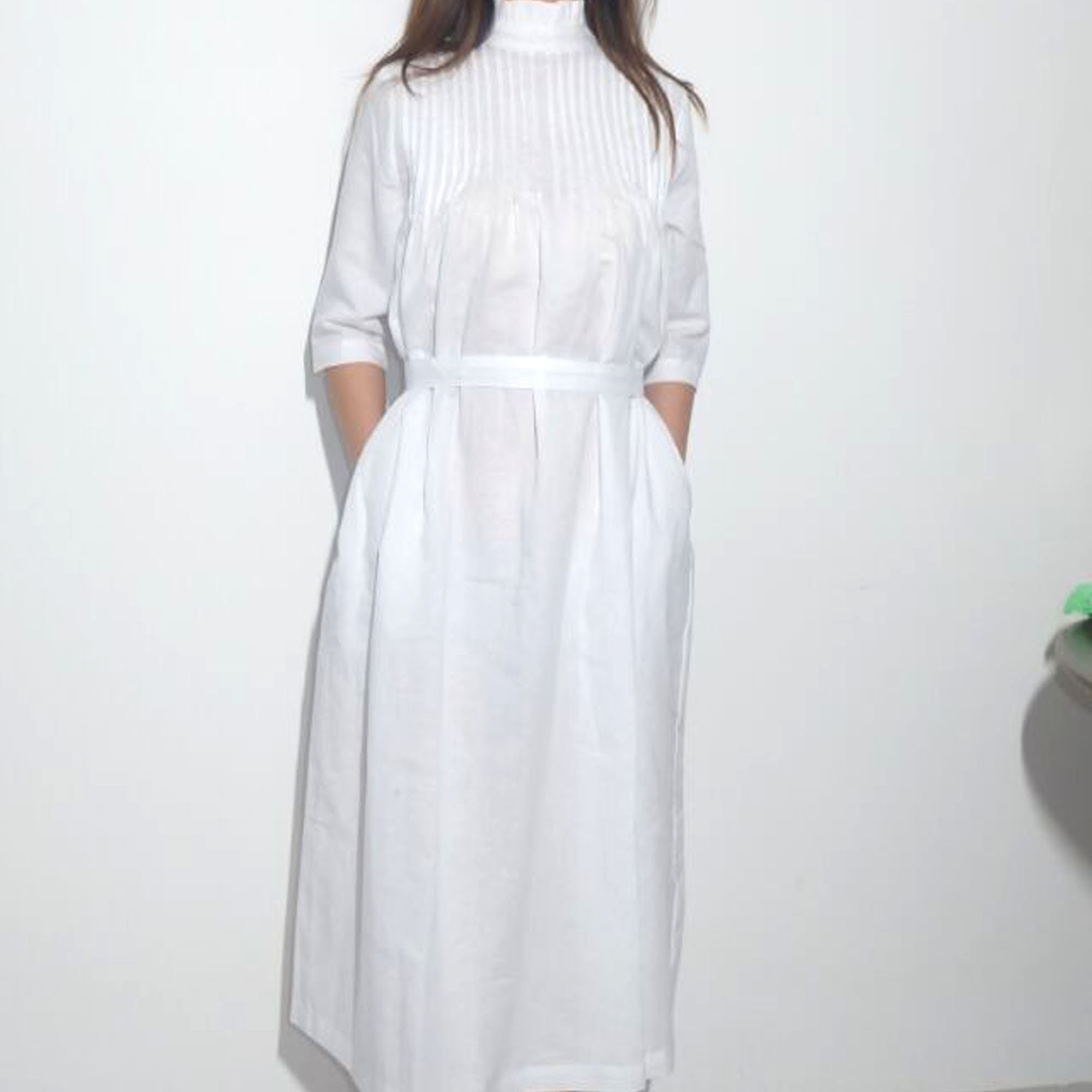 White Soft Washed Linen Women Dresses Summer Women Dresses Any Size ...