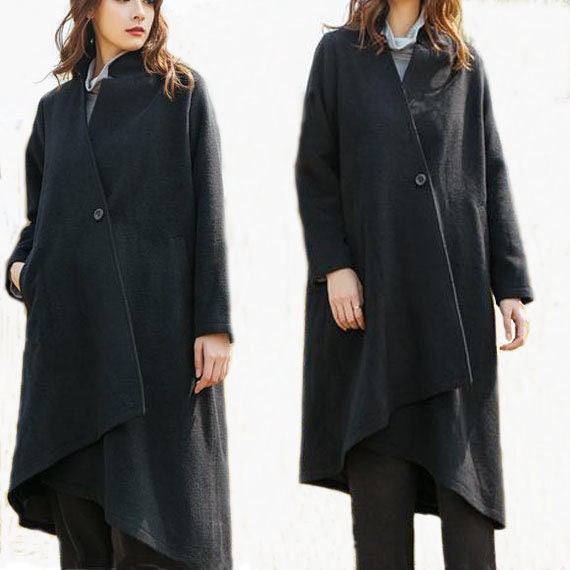 One Button Women Wool Coat Fall Wool Jacket Wool Jackets | Etsy