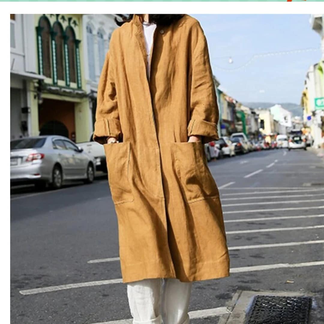 100% Linen Coat, Long Linen Washed Linen Cardigan, Linen Kimono Long ...